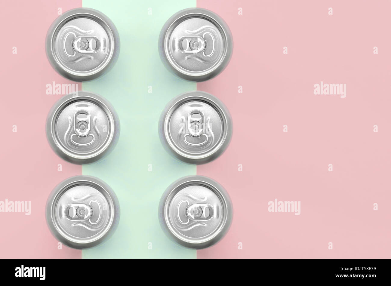 Many metallic beer cans on texture background of fashion pastel ...