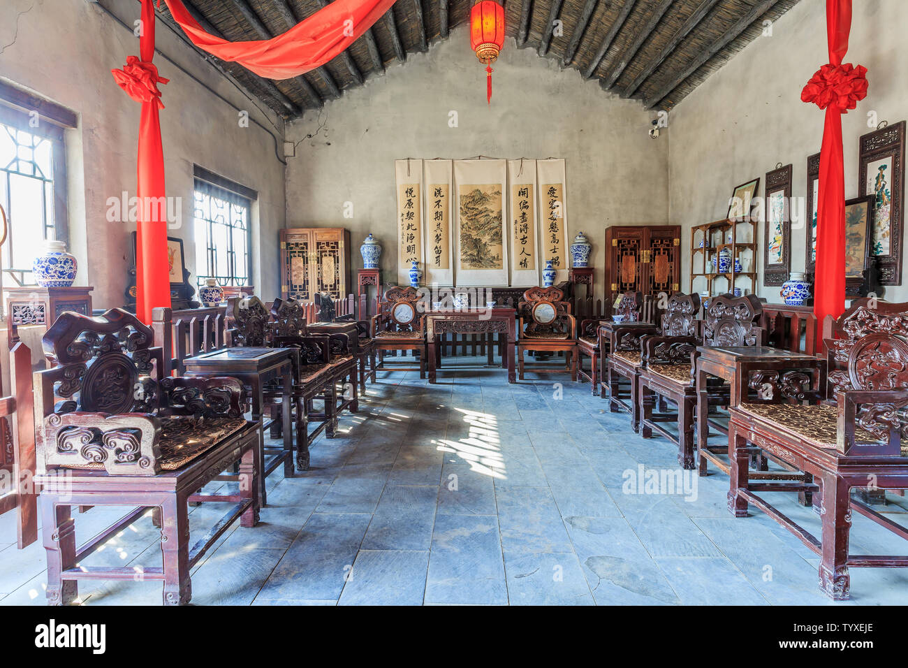 Single compound Chinese hall classical furniture Stock Photo - Alamy