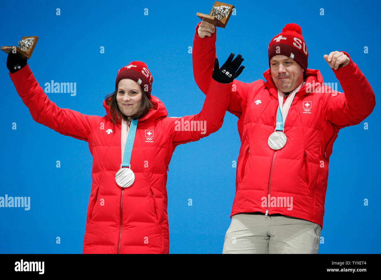 Curling mixed doubles silver medal winners Jenny Perret and Martin Rios ...