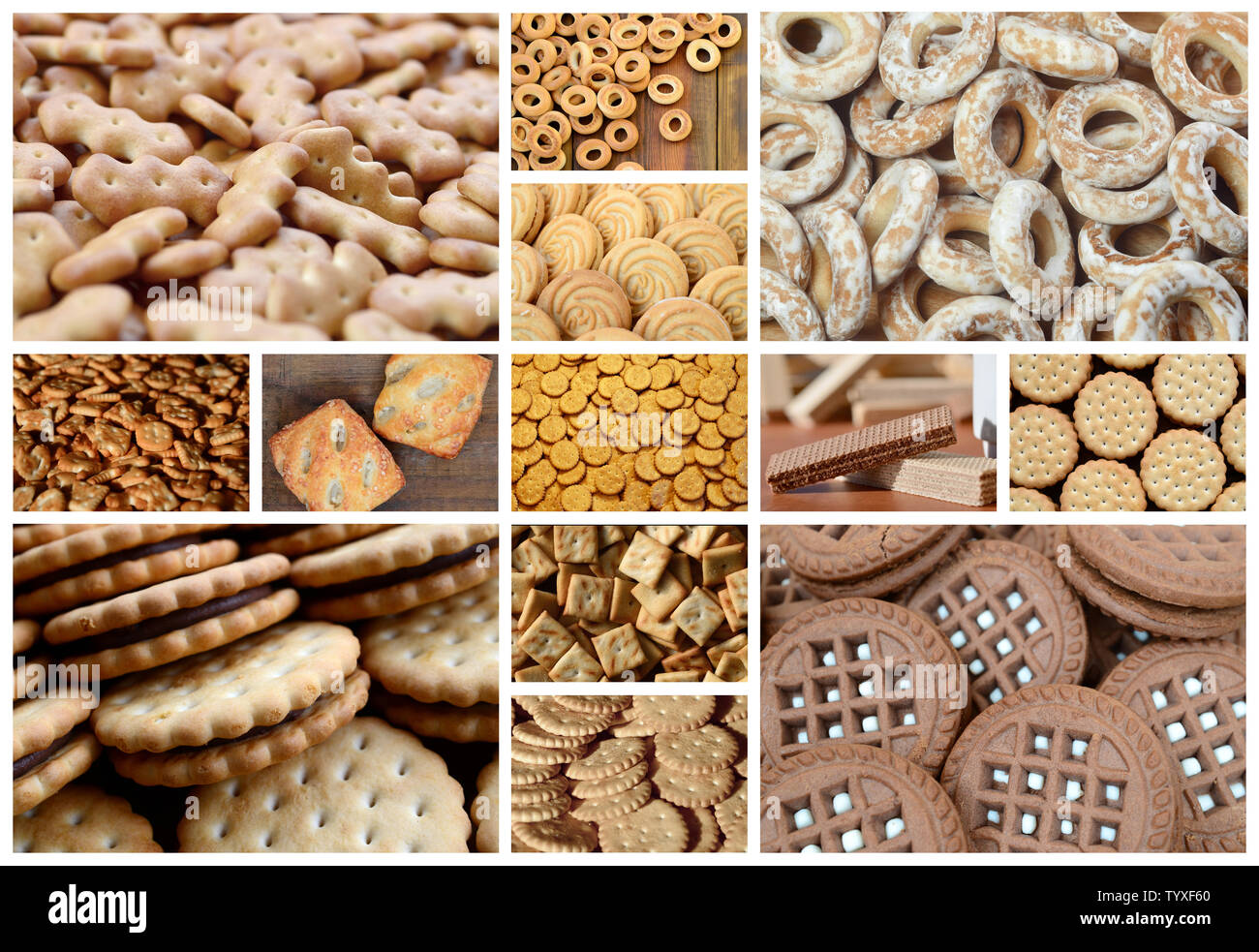 A collage of many pictures with various sweets close-up. A set of ...