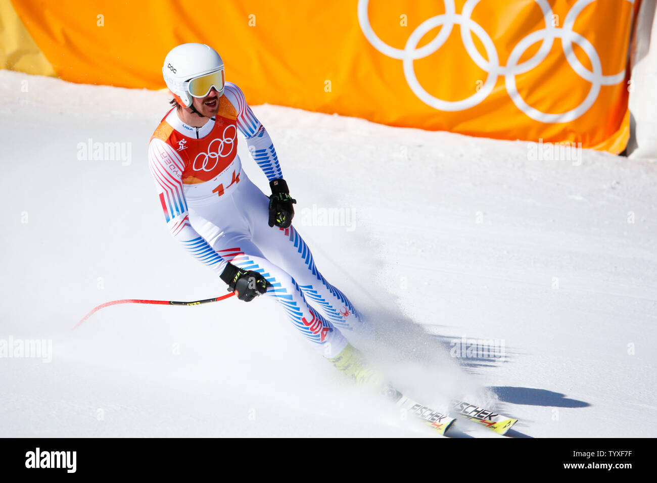 Bryce Bennett of the United States competes in the Men's Downhill ...