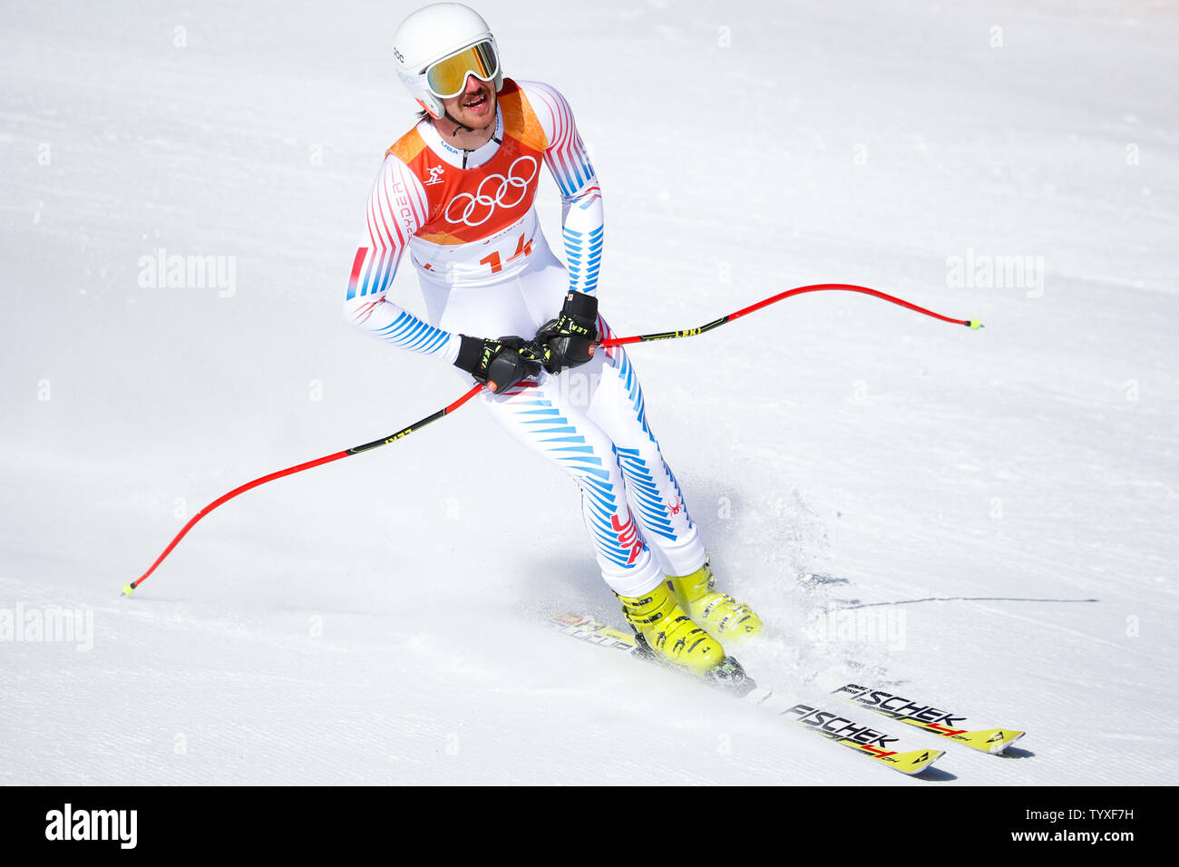 Bryce Bennett of the United States competes in the Men's Downhill ...