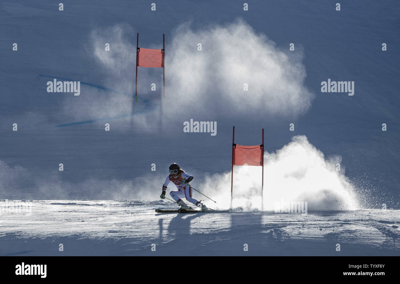 Austrian Stephanie Burnner competes in the Ladies' Giant Slalom at the ...