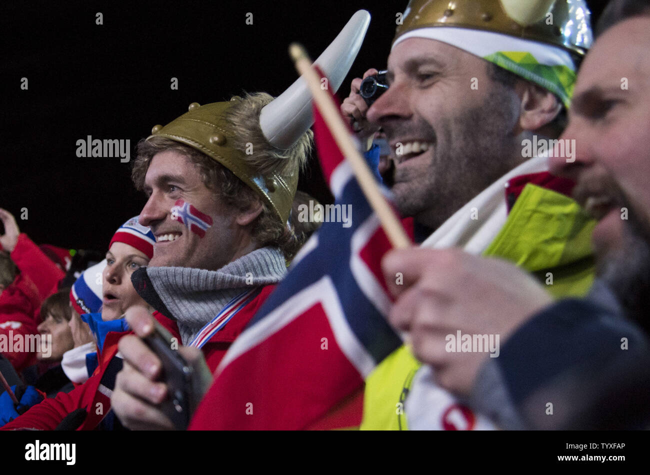 Norwegian fans cheers as Noray's Silver medalist Norway's Kjetil ...