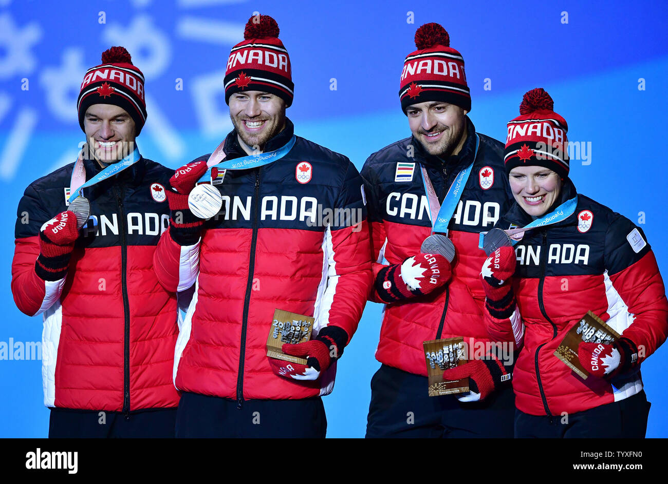 Silver medalist Canada's Alex Gough, Sam Edney, Tristan Walker and ...