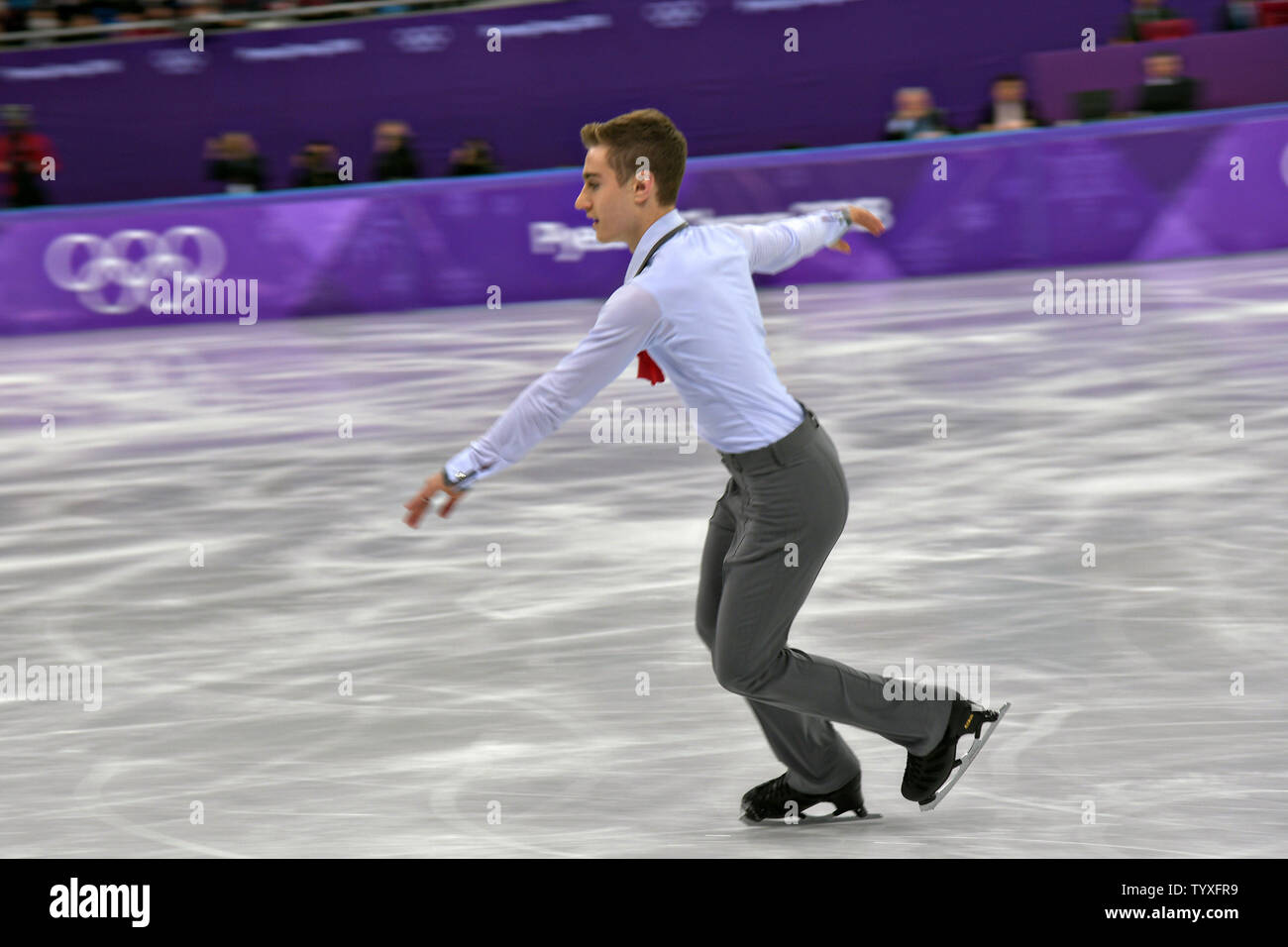 Matteo Rizzo of Italy competes in the Men Single Skating Short Program ...