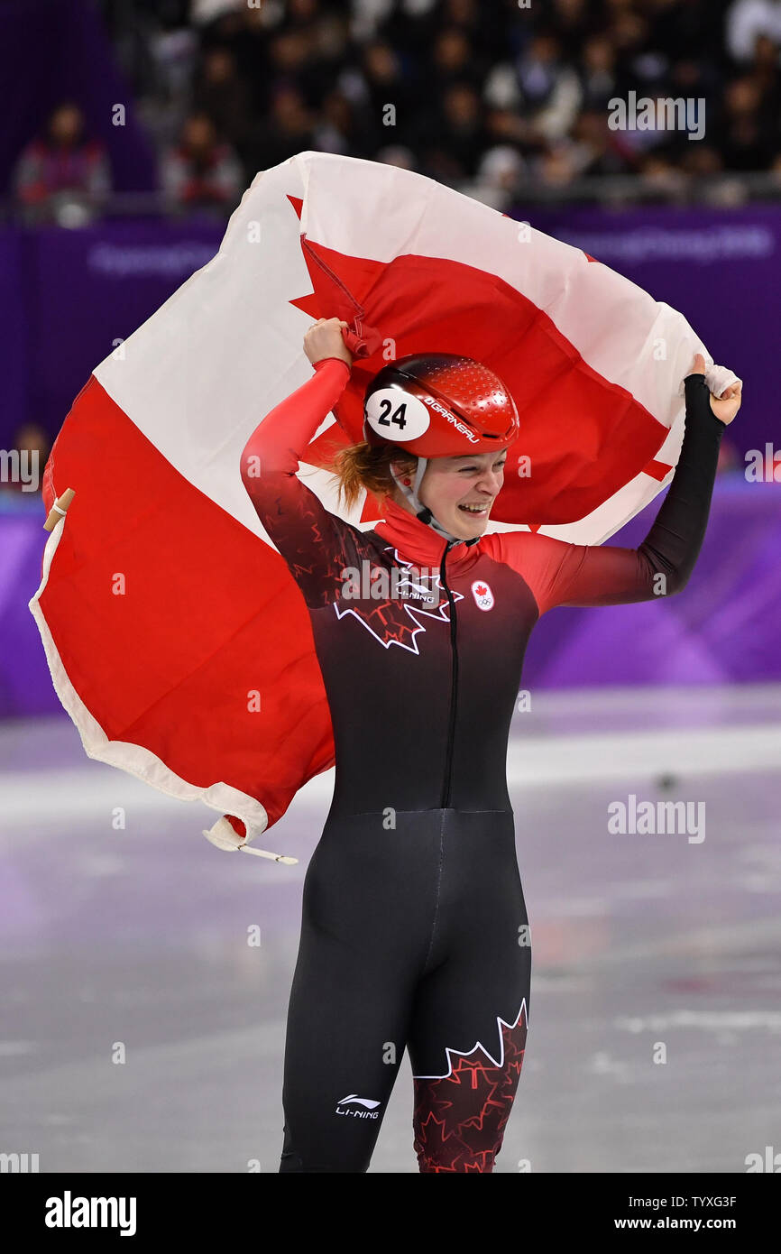 Kim Boutin of Canada celebrates her bronze medal win in the Ladies ...