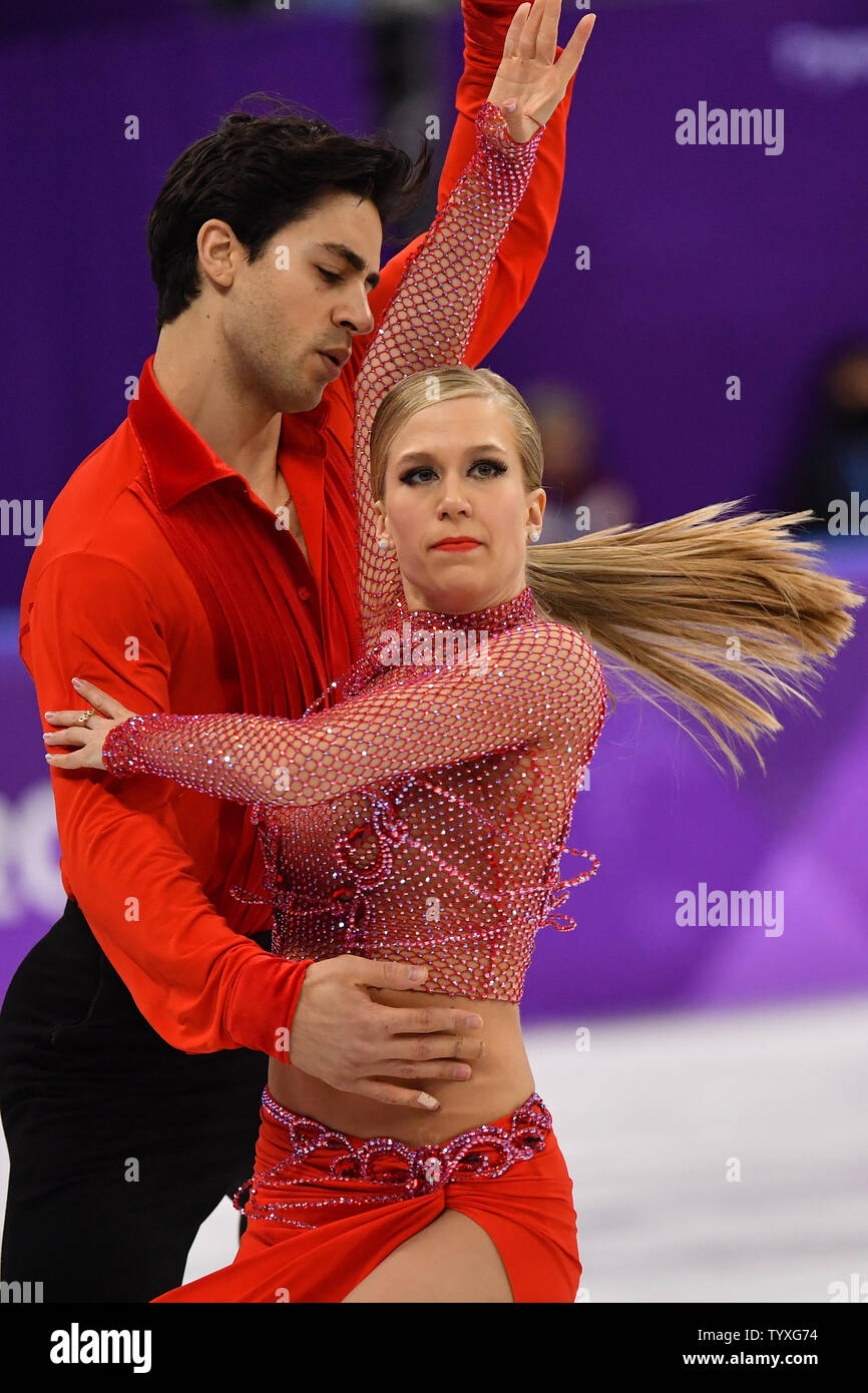 Kaitlyn Weaver and Andrew Poje of Canada compete in Ice Dancing Short Program event during the ...