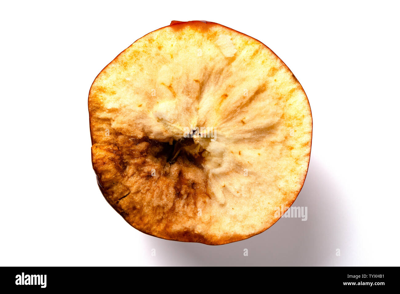 top view overripe apple section on white background Stock Photo - Alamy
