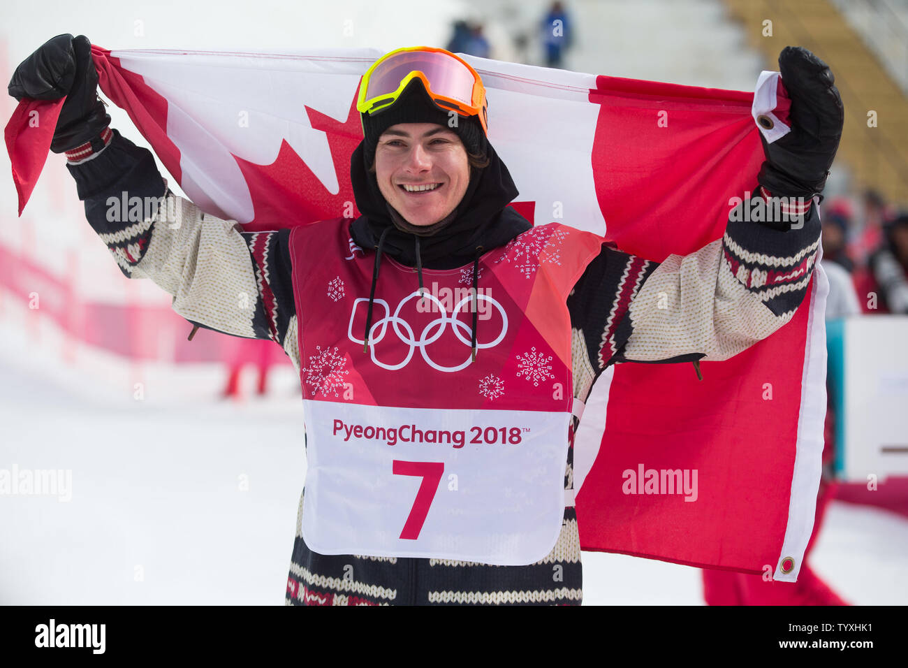 Sebastien Toutant of Canada celebrates his silver medal in the Men's ...