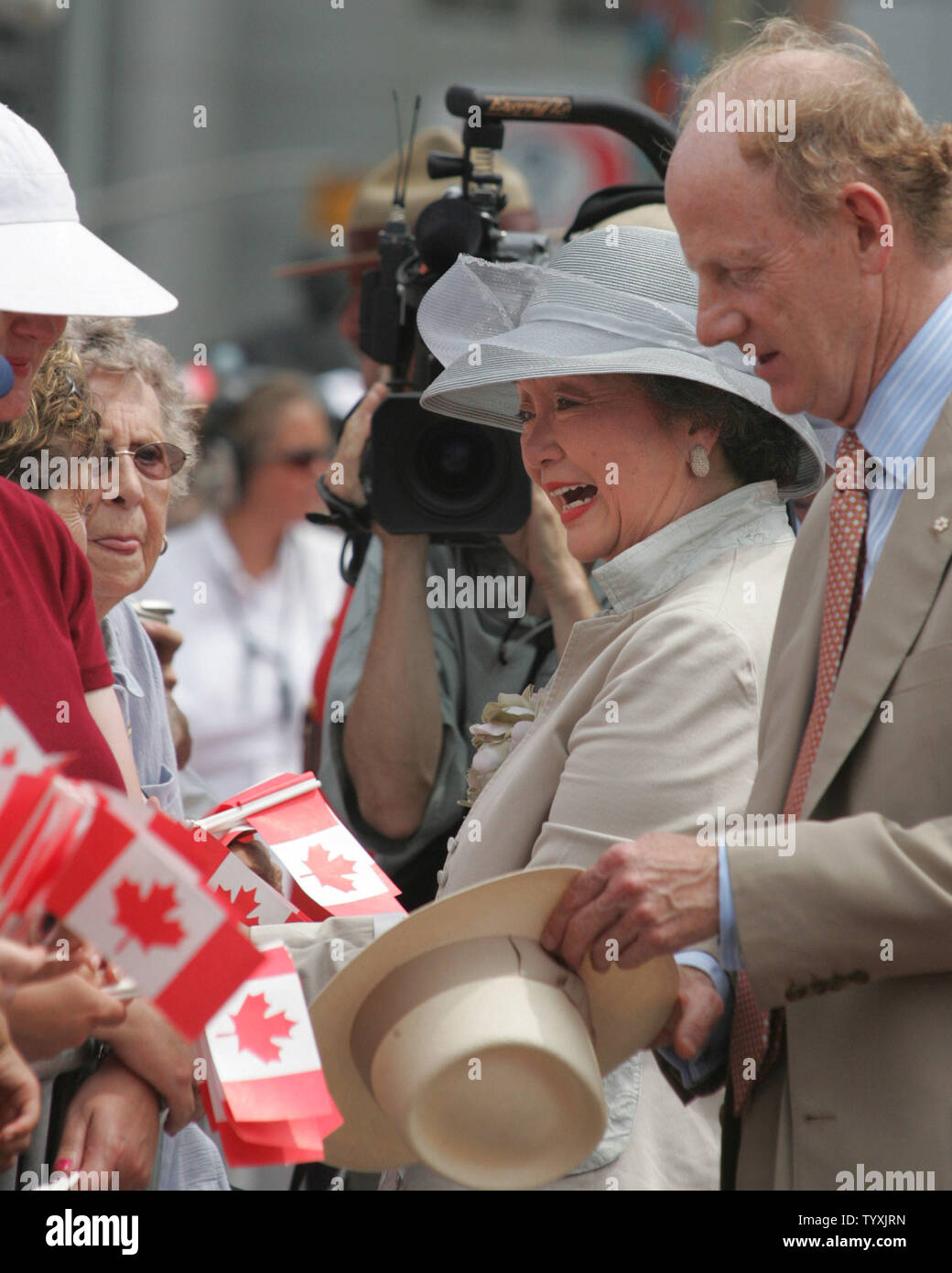 Governor General Adrienne Clarkson greets the crowd on Parliament Hill ...