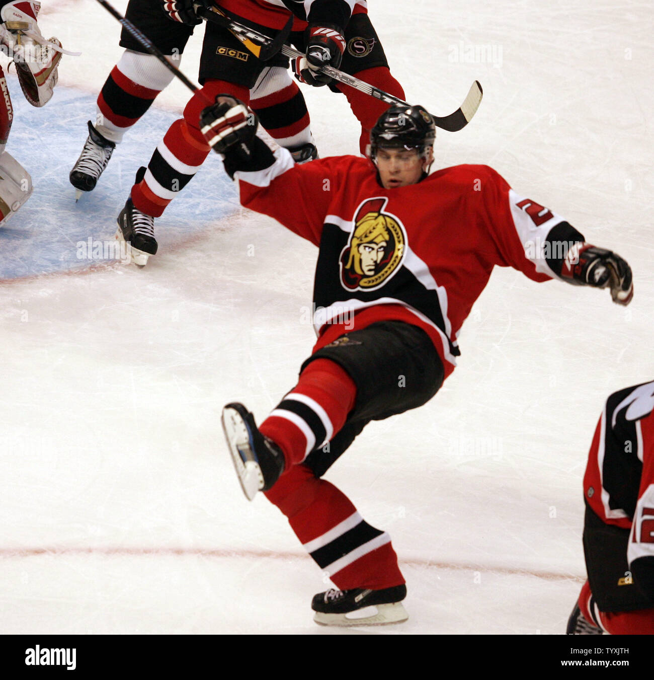 Ottawa Senators defenceman Anton Volchenkov of Russian loses his ...