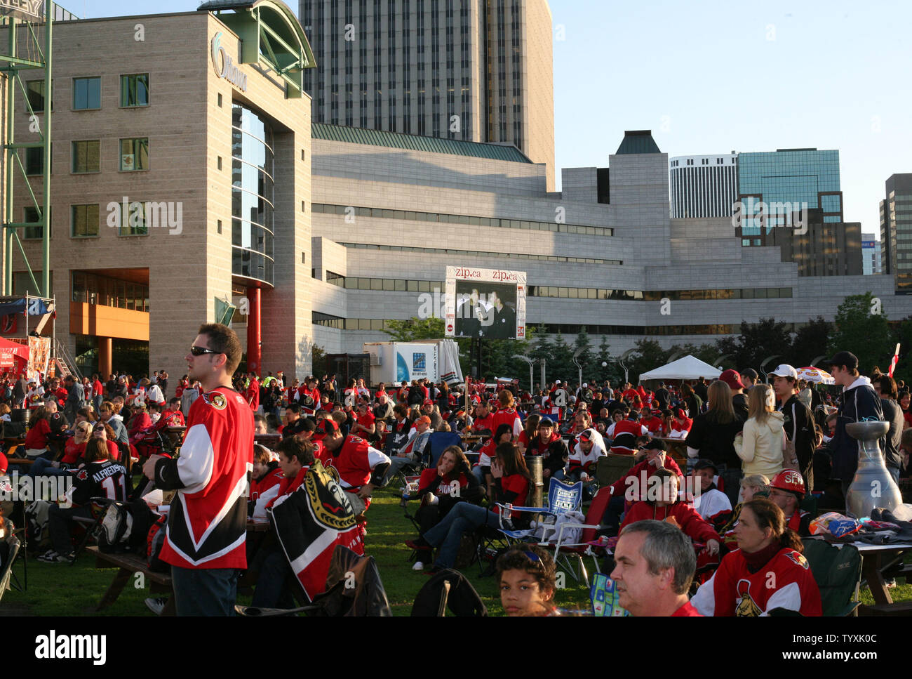 Ottawa Senators fans find seats across Festival Plaza outside Ottawa ...