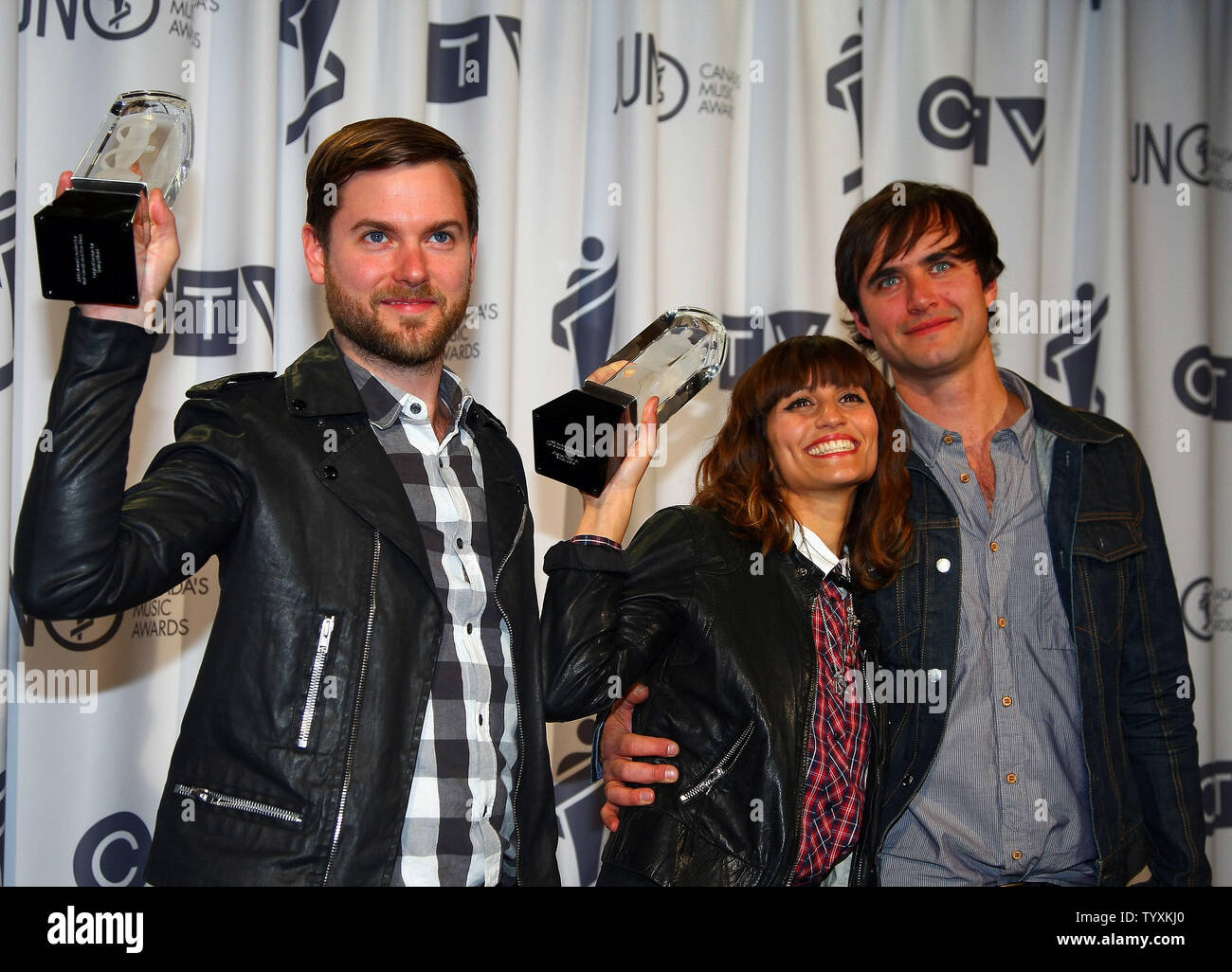 Dragonette celebrate their win for Dance Recording of the Year Award ...