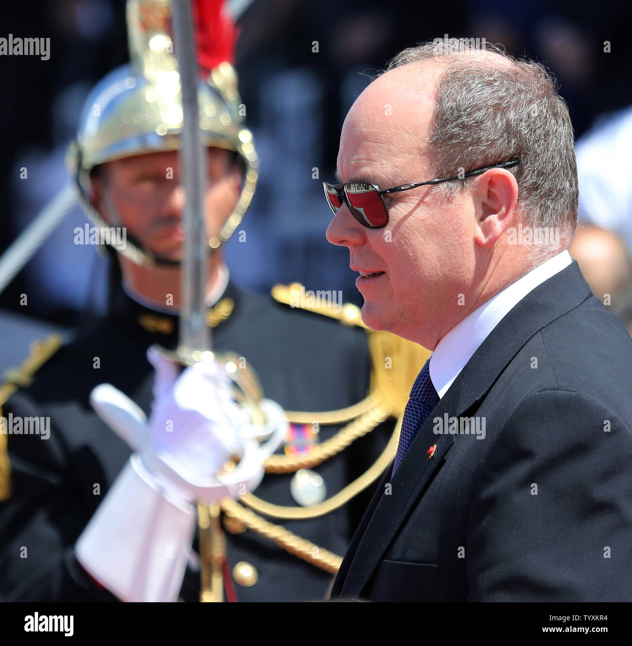 Prince Albert of Monaco arrives at Sword Beach in Ouistreham to attend ...