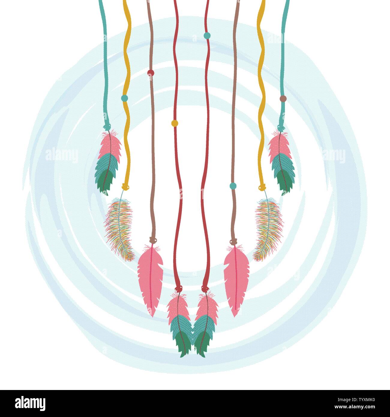 cute bohemian feathers hanging decoration vector illustration design ...