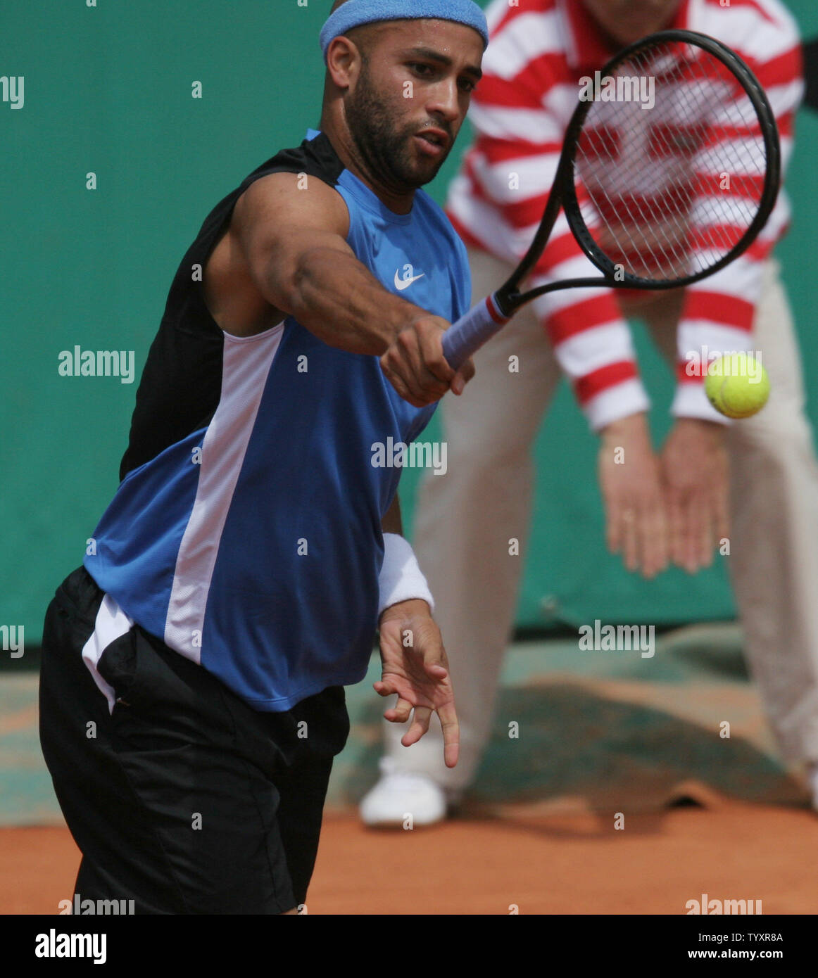 American James Blake prepares a backhand during his third round match ...