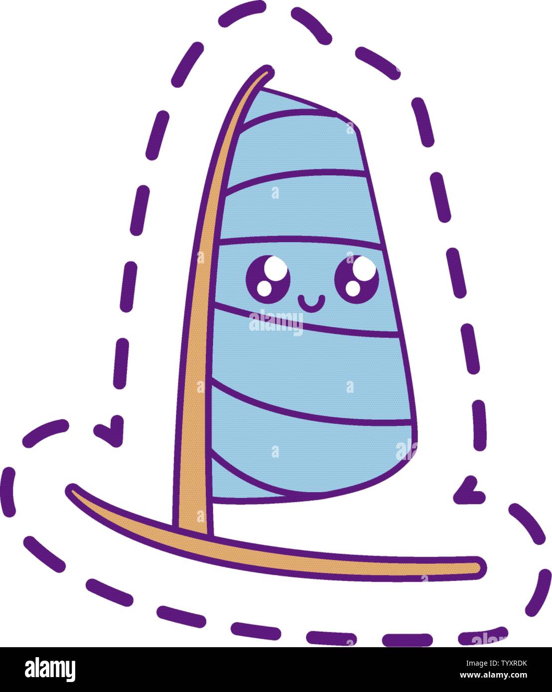 patch of sailboat transportation kawaii vector illustration design ...