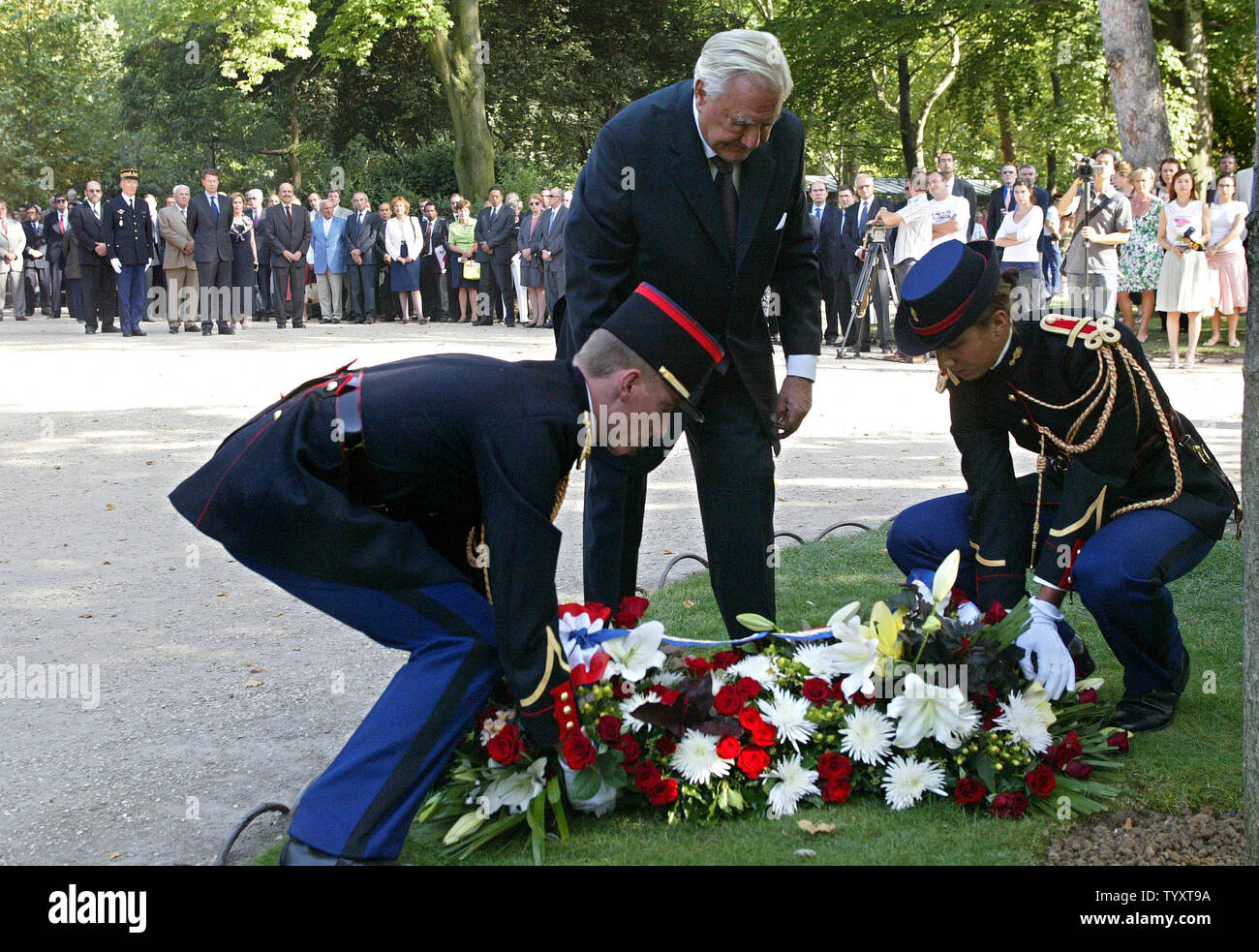 French President of the Senate Christian Poncelet lays a wreath in ...