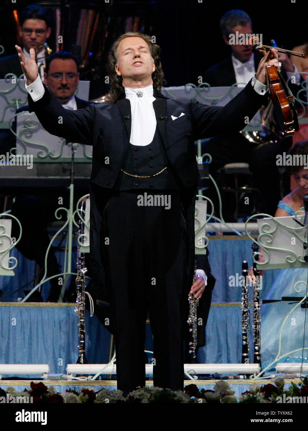 Dutch violinist and composer Andre Rieu performs with his orchestra at ...