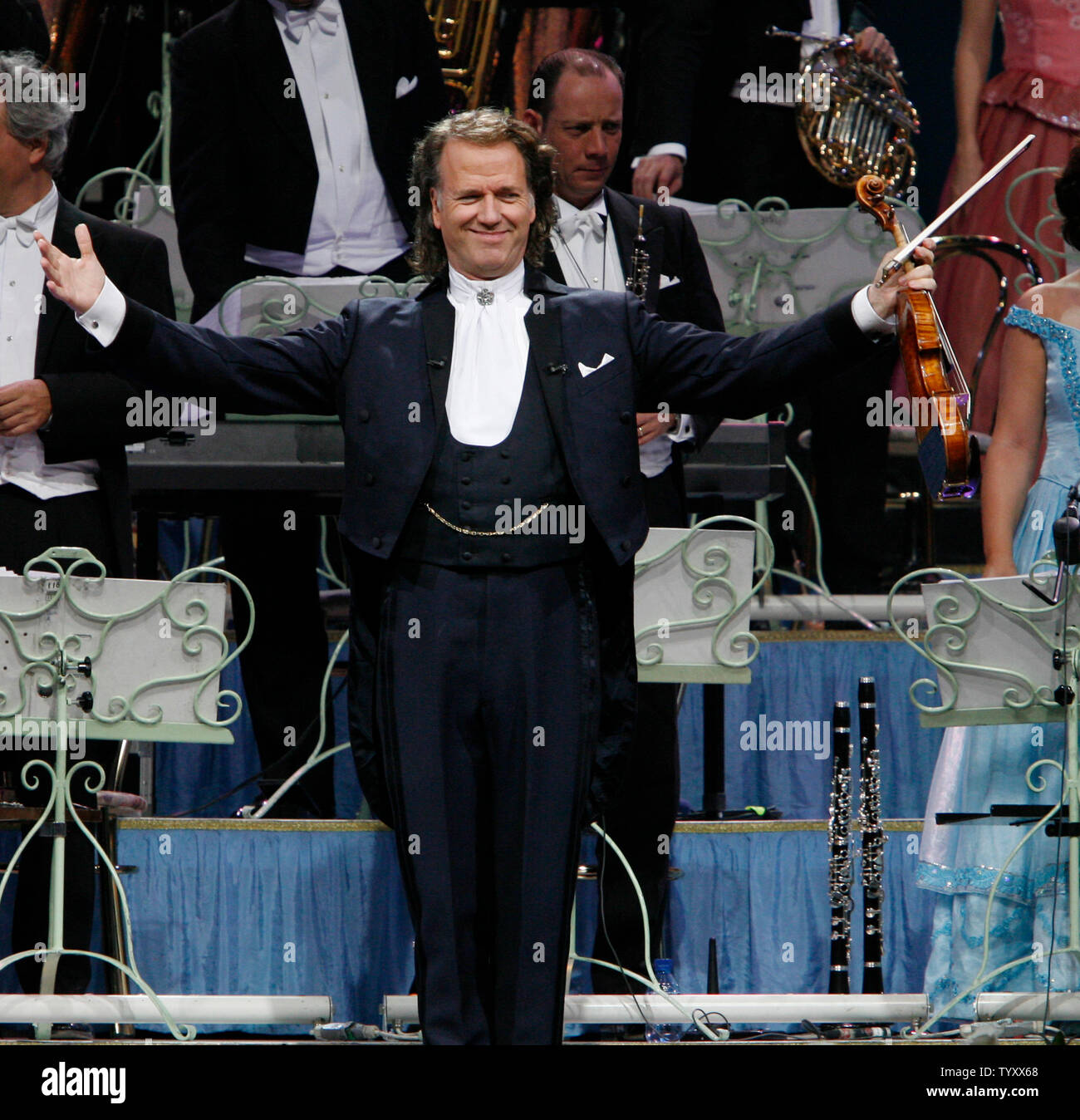 Dutch violinist and composer Andre Rieu performs with his orchestra at ...