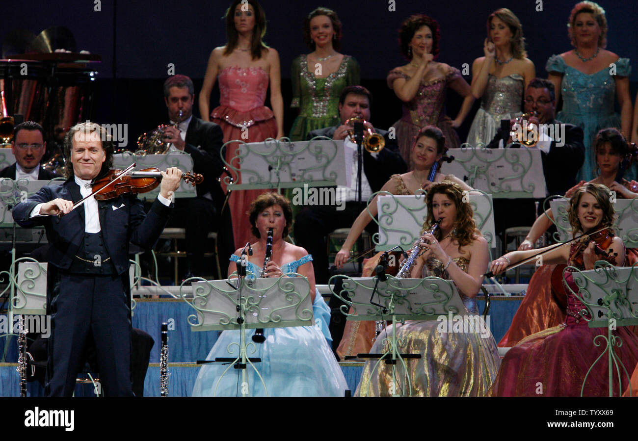 Dutch violinist and composer Andre Rieu performs with his orchestra at ...