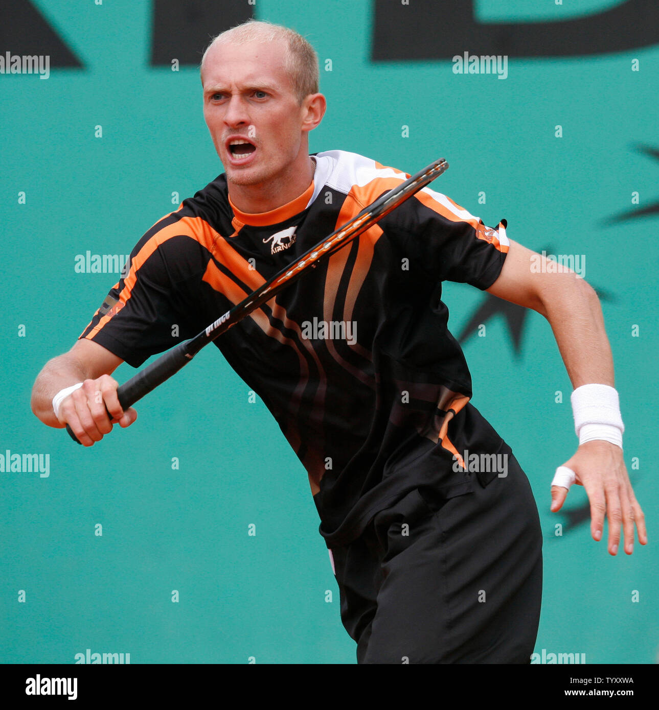 Russian Nikolay Davydenko reacts during his first round match against ...