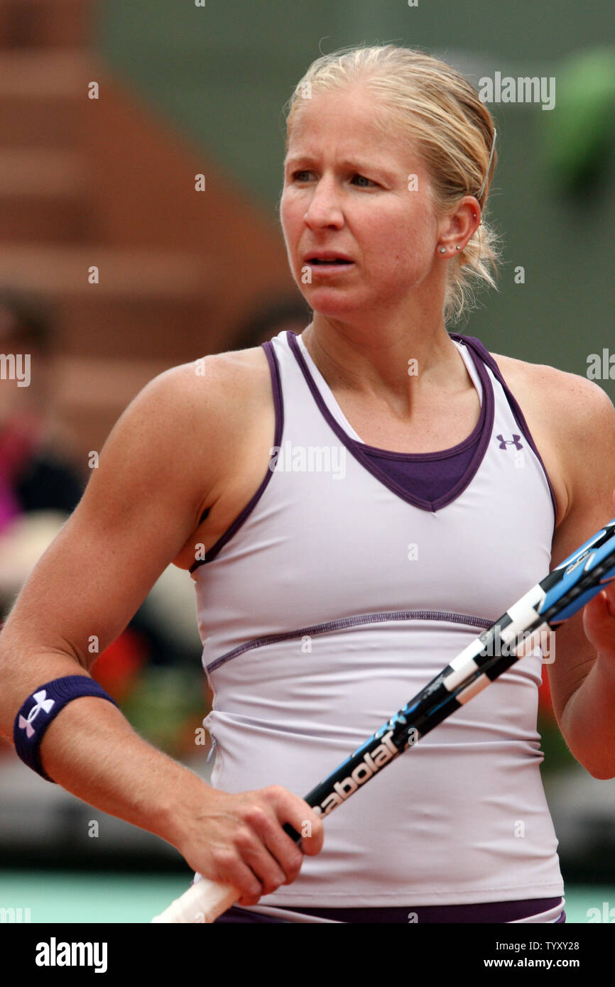 American Jill Craybas glares across the court during her second round ...