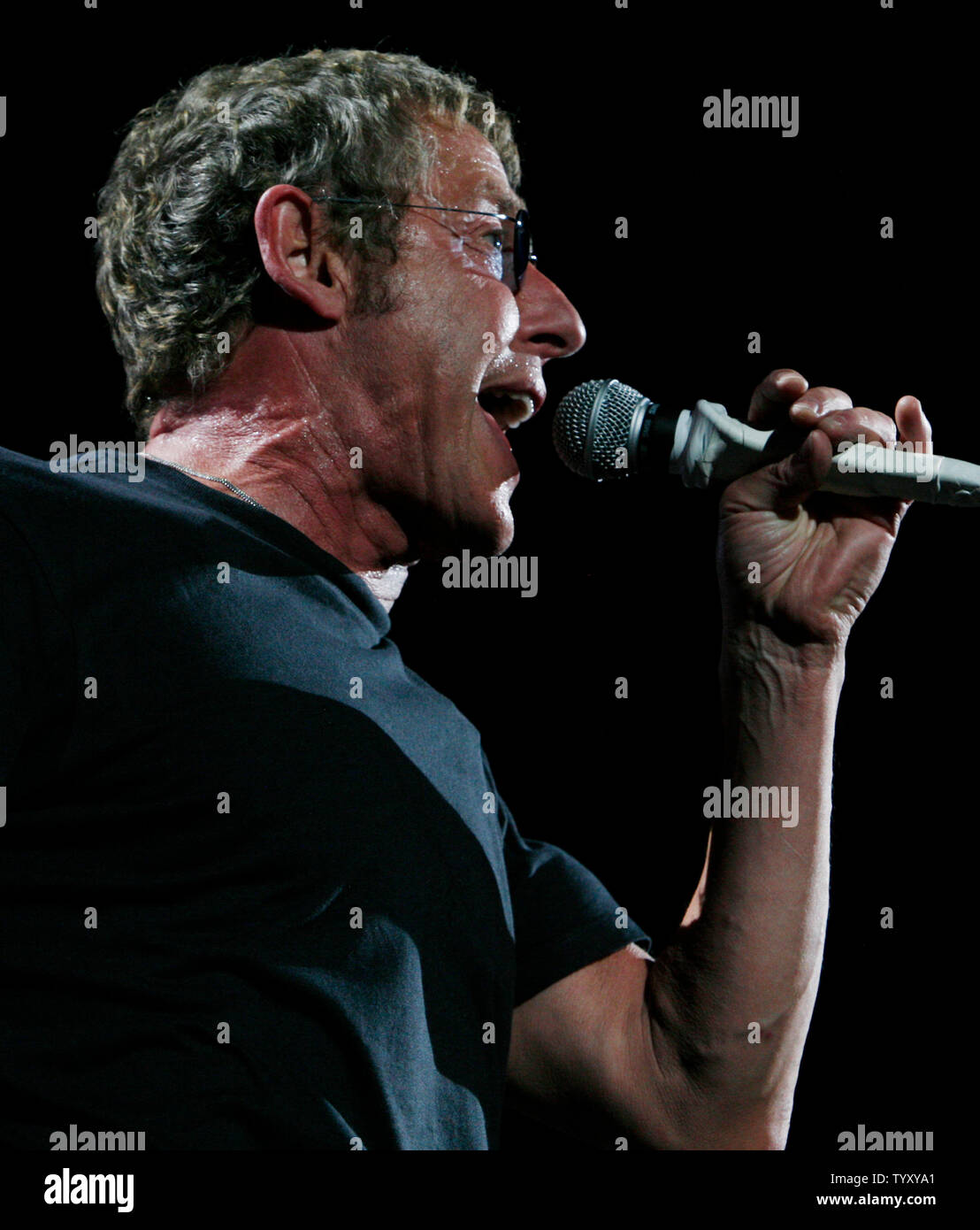 Roger Daltrey, lead singer of the band The Who, performs in concert at ...