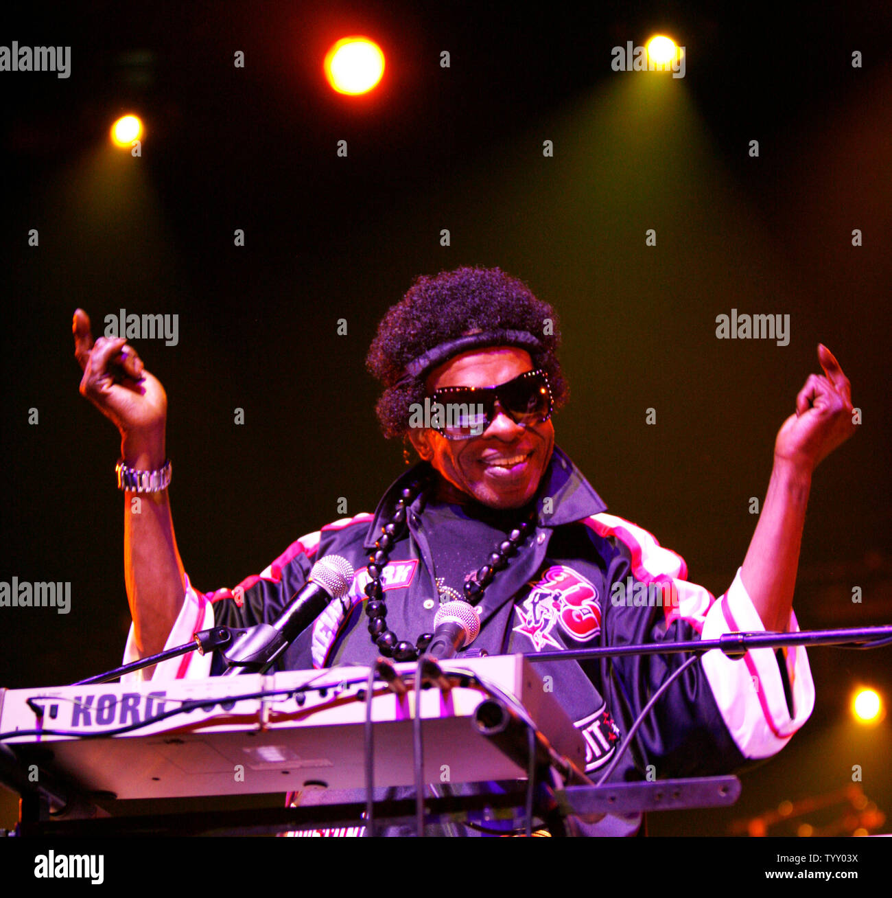 Sly Stone, frontman of the group Sly and the Family Stone, performs in ...