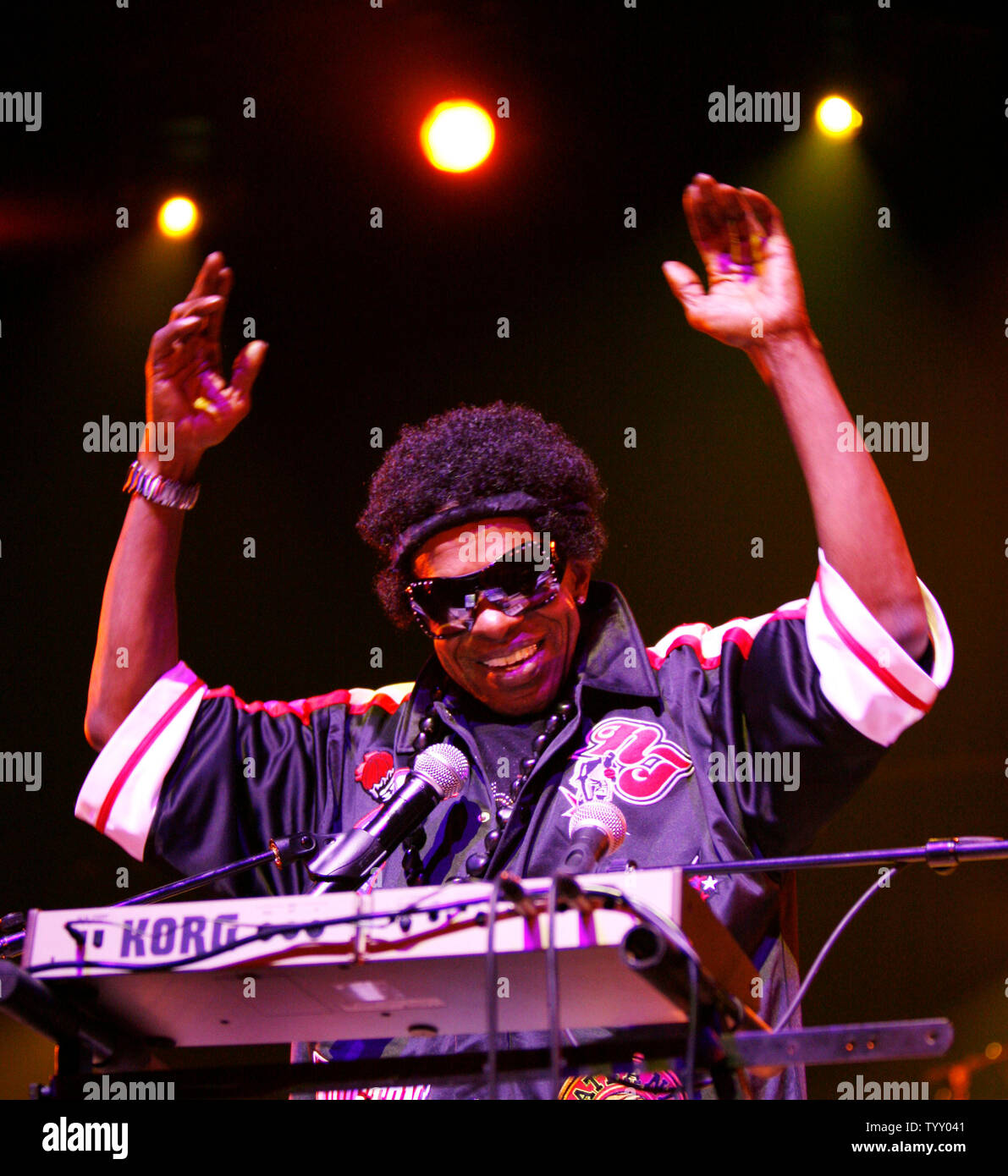 Sly Stone, frontman of the group Sly and the Family Stone, performs in ...