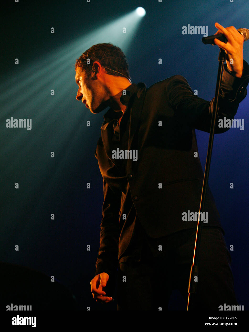 Simon Buret of the group AaRON performs in concert at the Olympia Hall ...