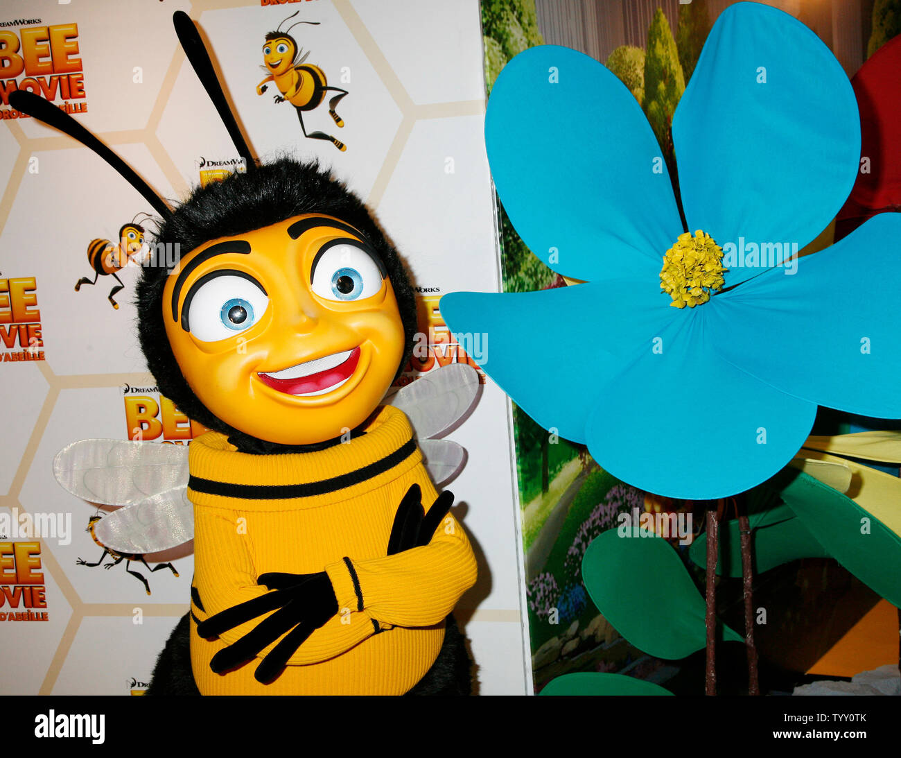 A bee character from the film arrives at the French premiere of "Bee ...