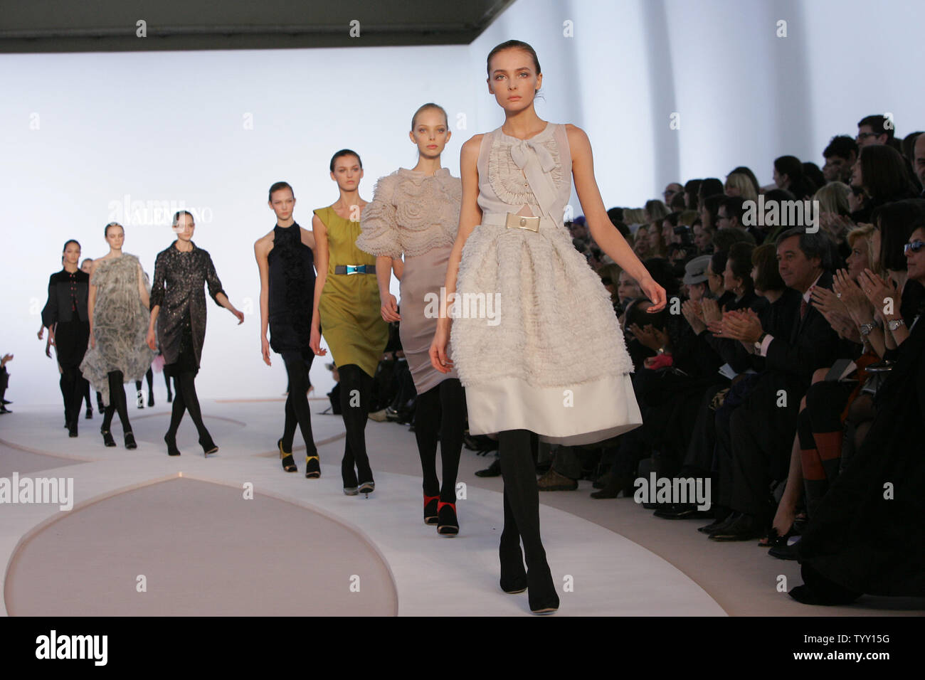 Models line up at the end of Italian fashion designer Alexandra ...
