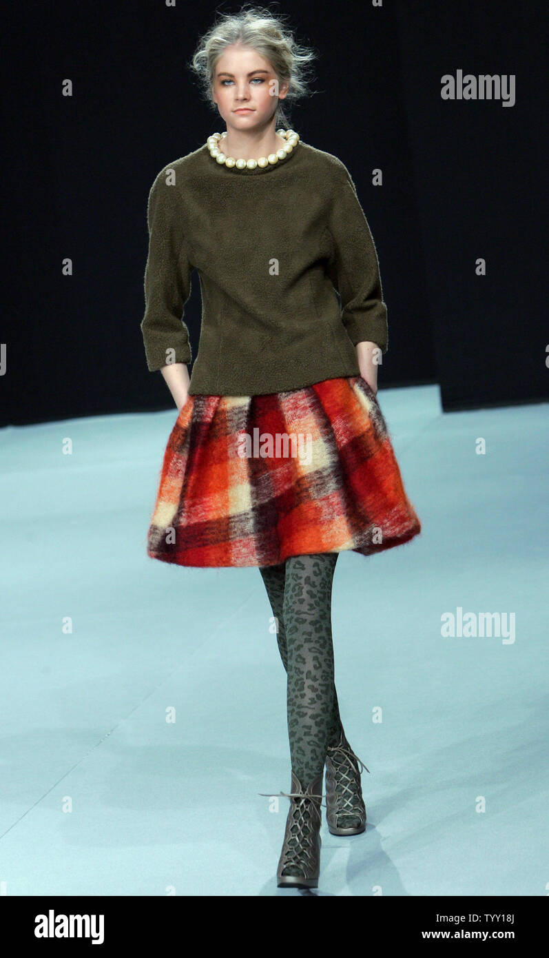 A model wears an outfit by Japanese fashion designer Yuki Torii at the ...