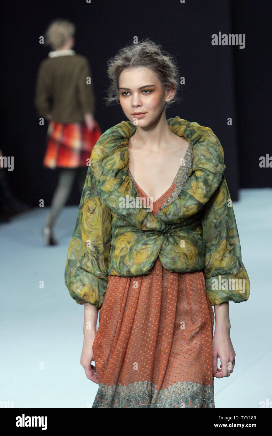 A model wears an outfit by Japanese fashion designer Yuki Torii at the ...