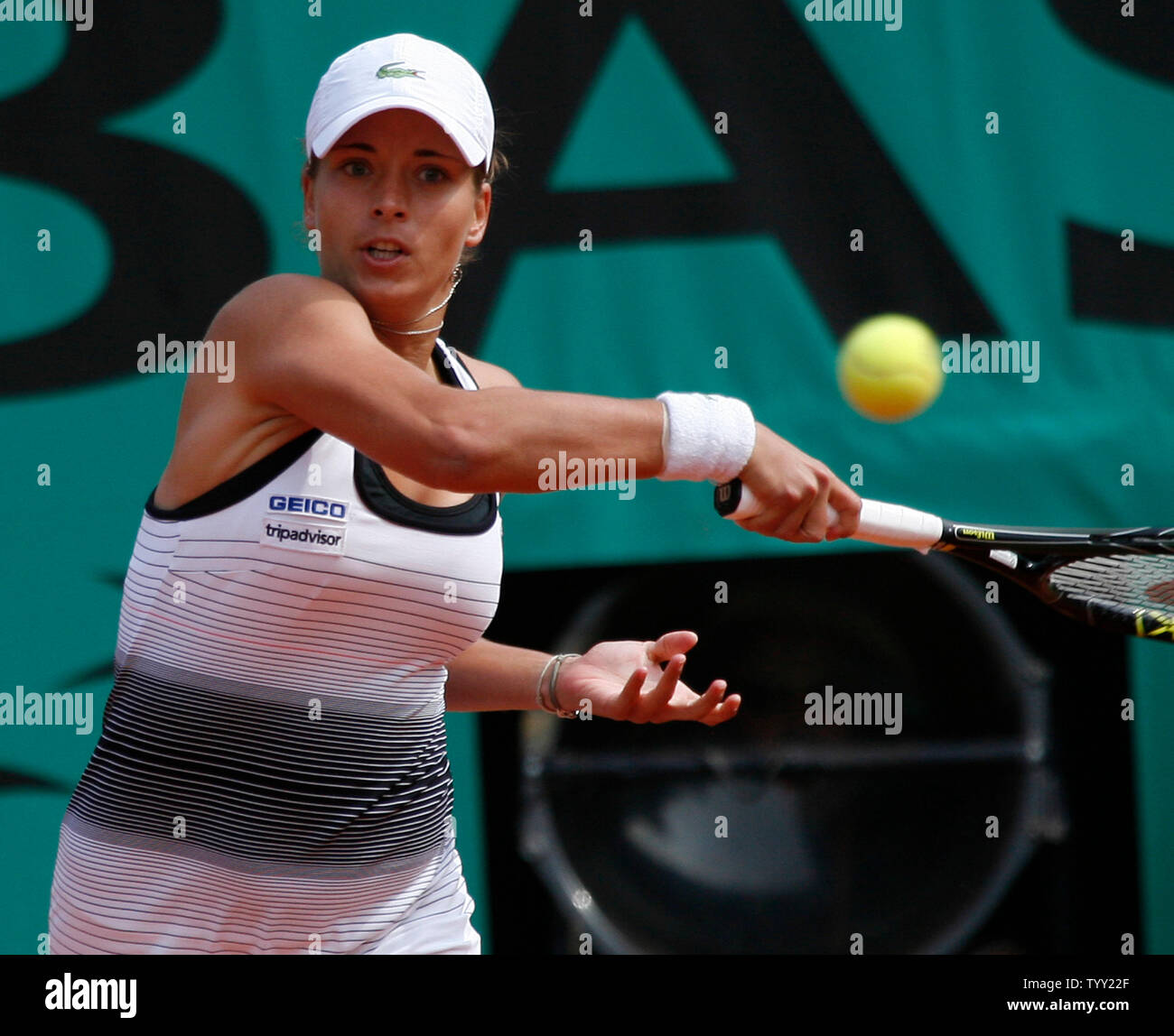 Czech Petra Cetkovska hits a forehand during her fourth round match ...
