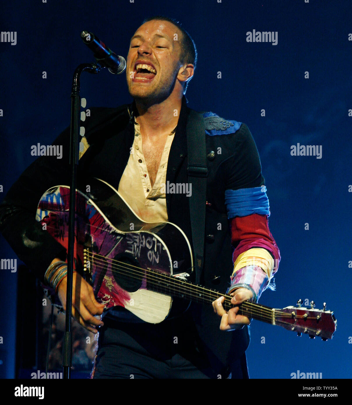 Coldplay frontman Chris Martin performs in concert at Bercy in Paris on ...