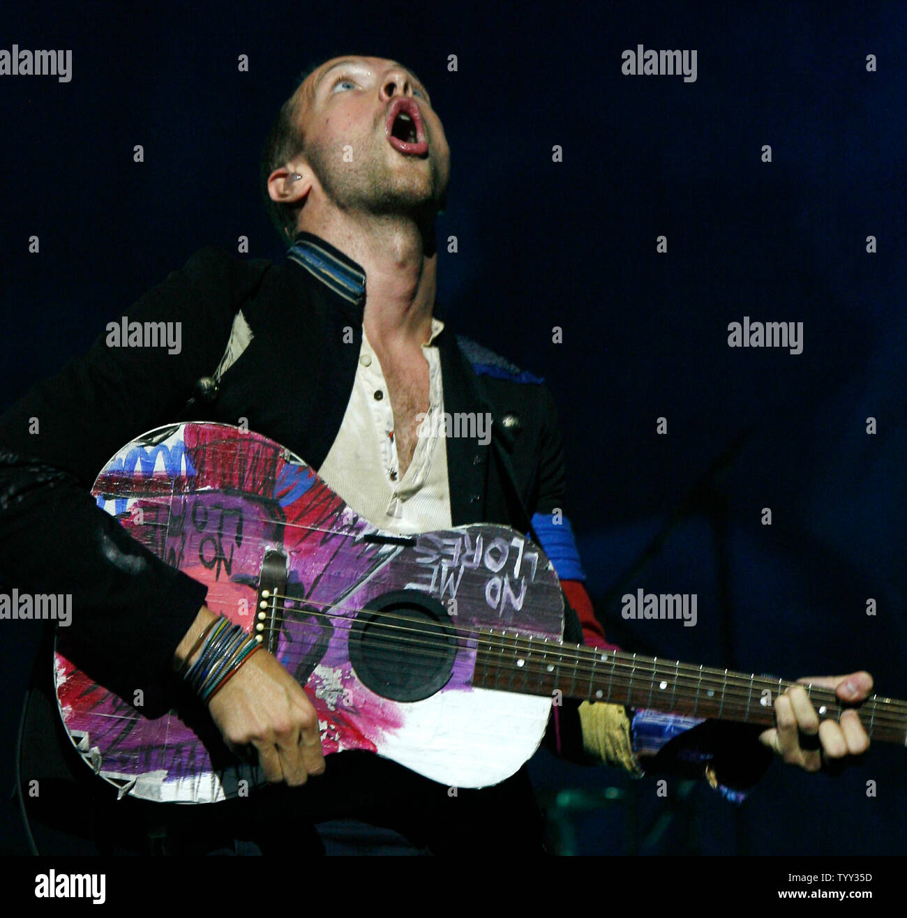 Coldplay frontman Chris Martin performs in concert at Bercy in Paris on ...