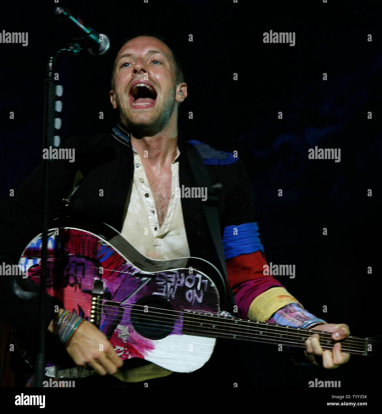 Coldplay frontman Chris Martin performs in concert at Bercy in Paris on ...