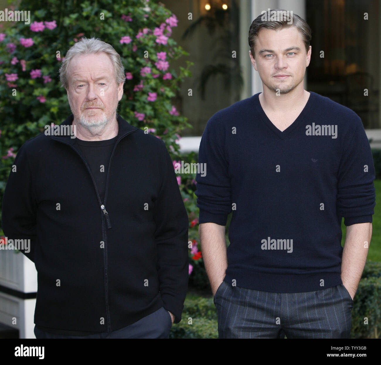 Director Ridley Scott (L) and actor Leonardo DiCaprio arrive at a ...