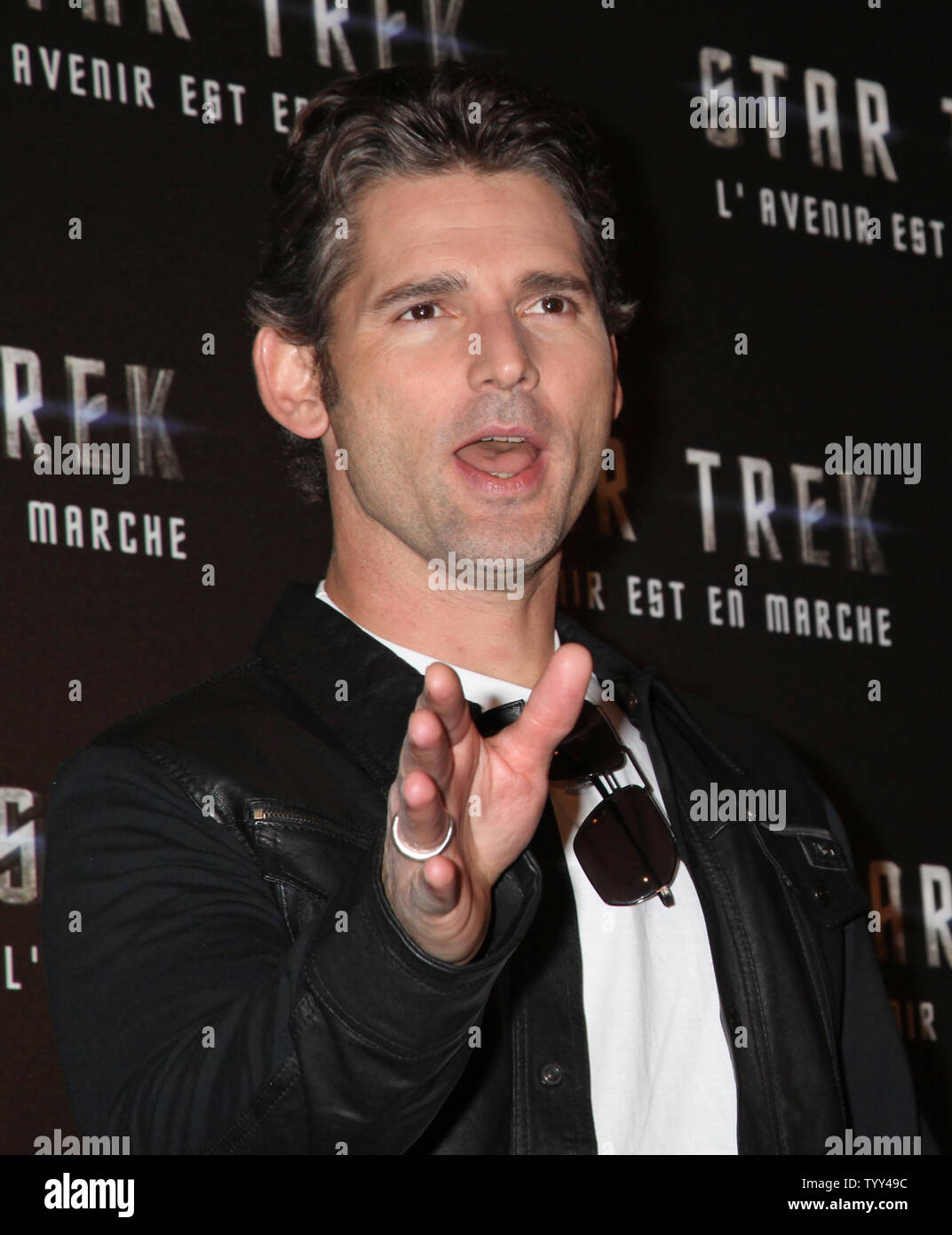 Actor Eric Bana gestures at a photocall for the film "Star Trek" in ...