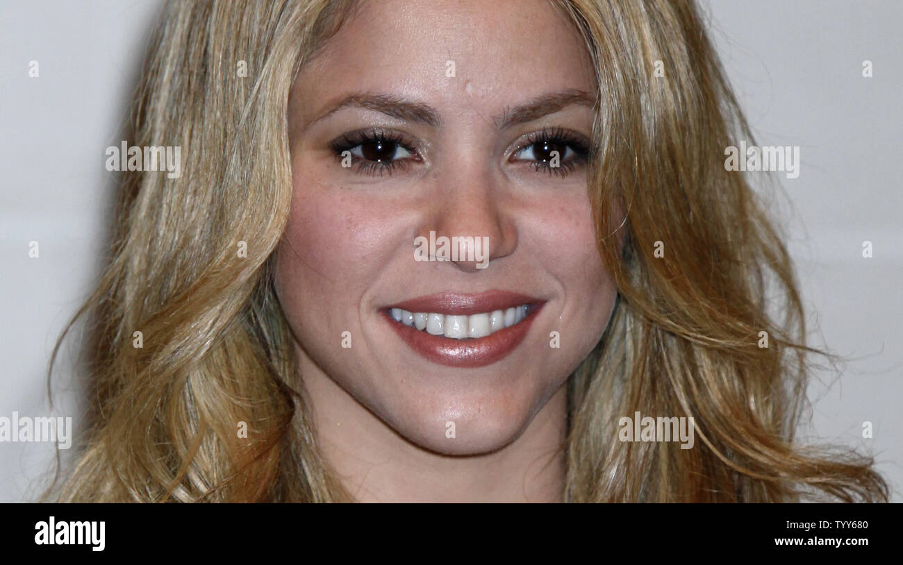 Columbian singer Shakira arrives at a photocall promoting her upcoming ...