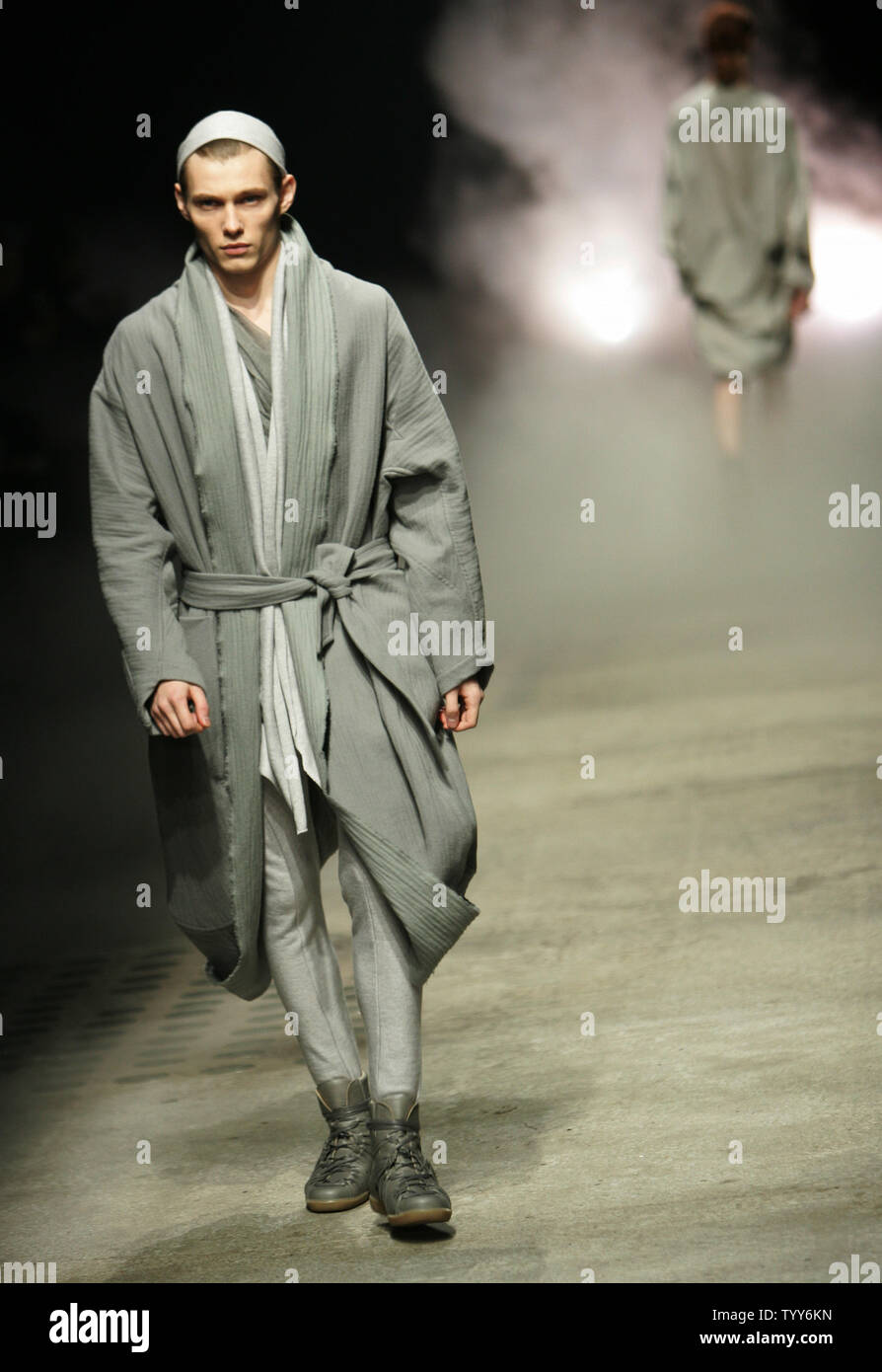 A model wears an outfit by croatian-born fashion designer Damir Doma ...