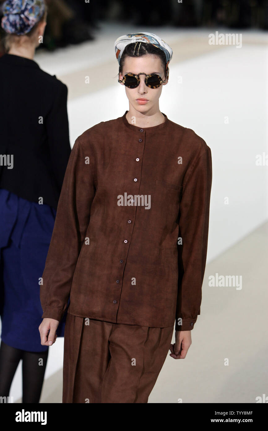 A model wears an outfit by Italian-Swedish designer Marco Zanini during ...