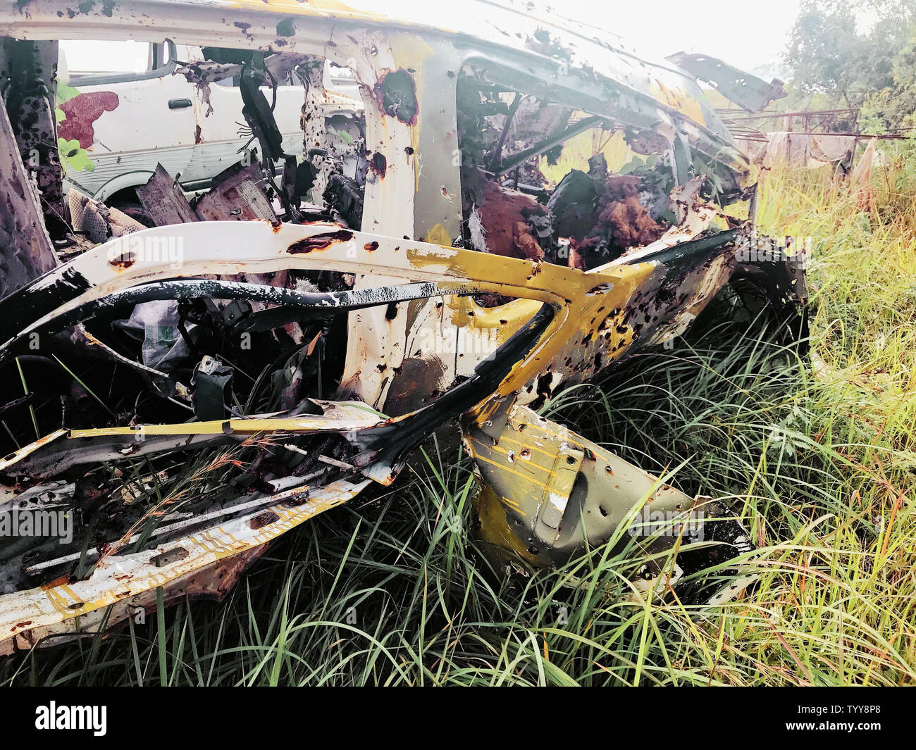 An armored vehicle that was shot through Stock Photo - Alamy