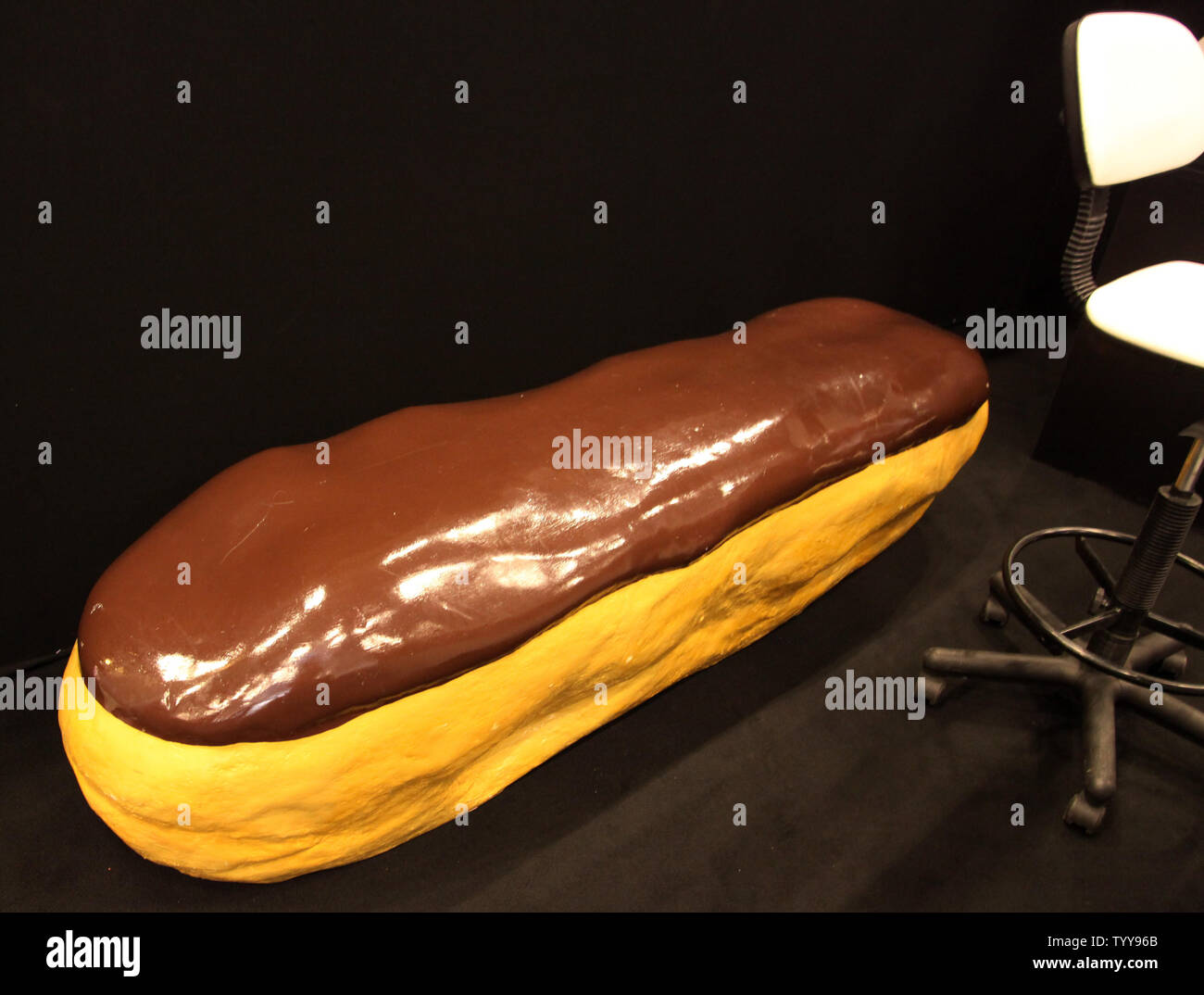 A giant chocolate eclair is seen during the inauguration of the 16th ...