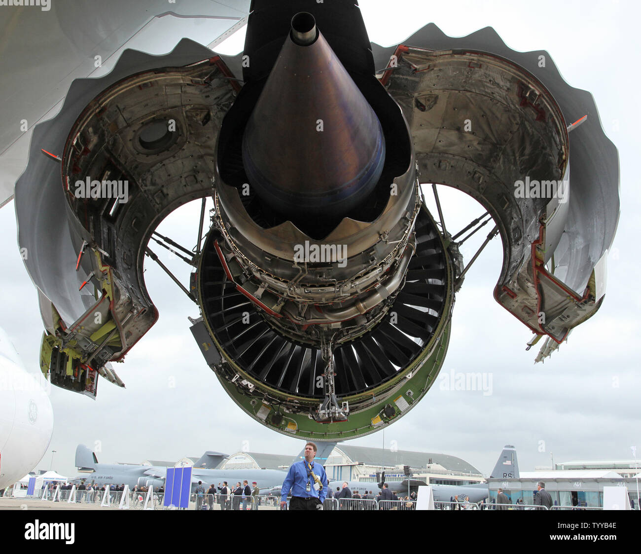 The engine of a test version of the Boeing 747-8 Intercontinental is ...