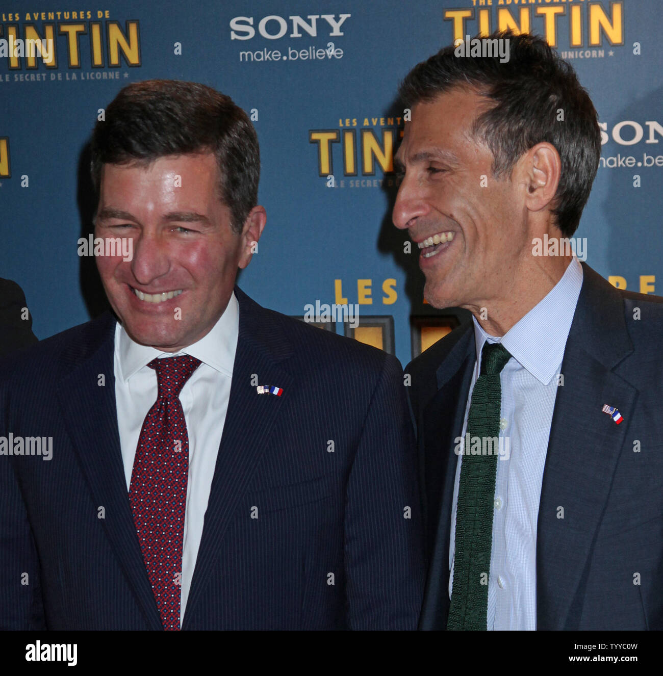US Ambassador to France Charles Rivkin (L) and Michael Lynton, Chairman ...
