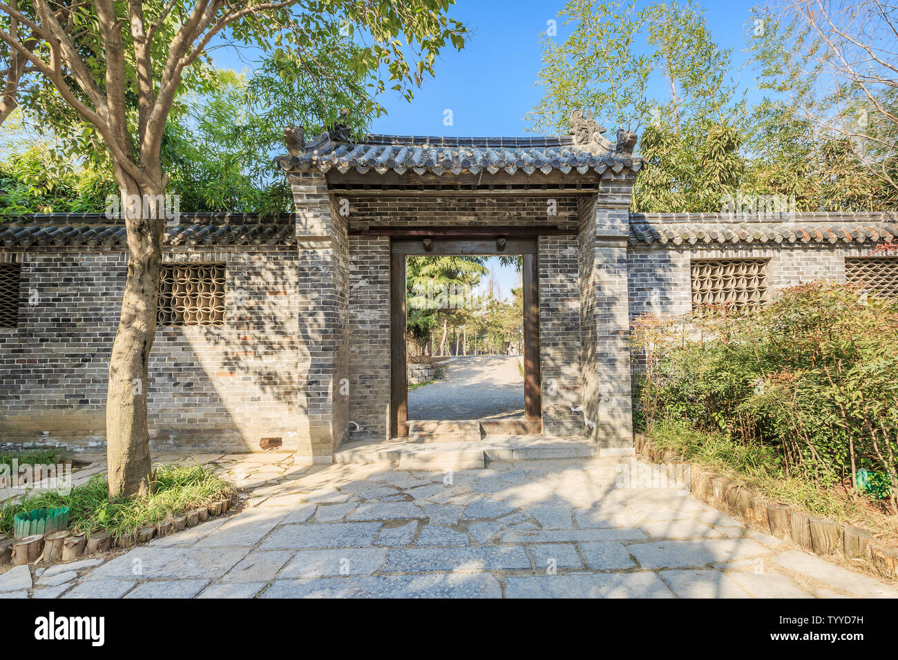 Chinese Gate Building in the Ancient City of Taierzhuang Stock Photo ...